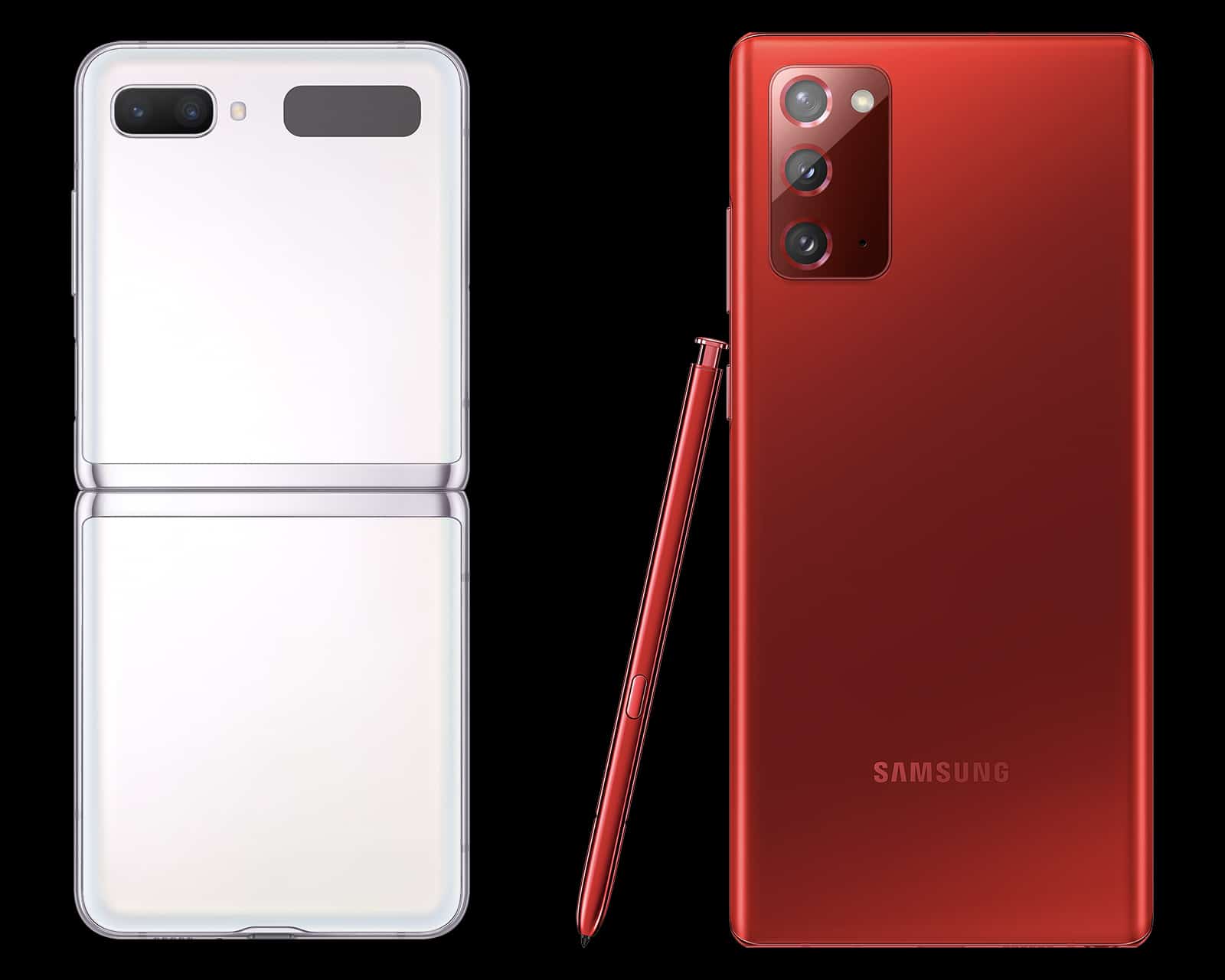 Galaxy Note 20 ganha versão em vermelho e Galaxy Z Flip 5G em branco